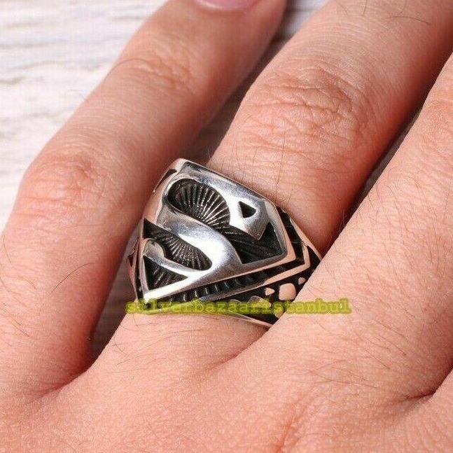 925 Sterling Silver Superman Design Luxury No Stone Mens Ring ...